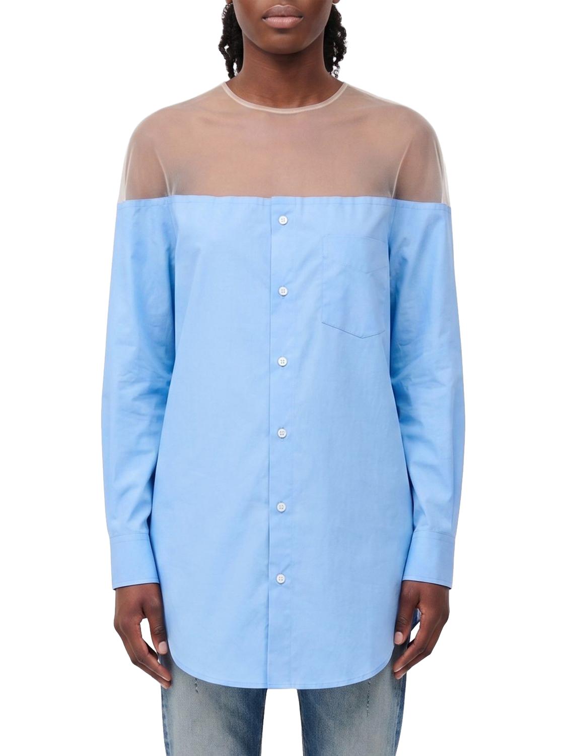 MAISON MARGIELA Mm6 Maison Margiela Long Cotton Shirt with Sheer Yoke